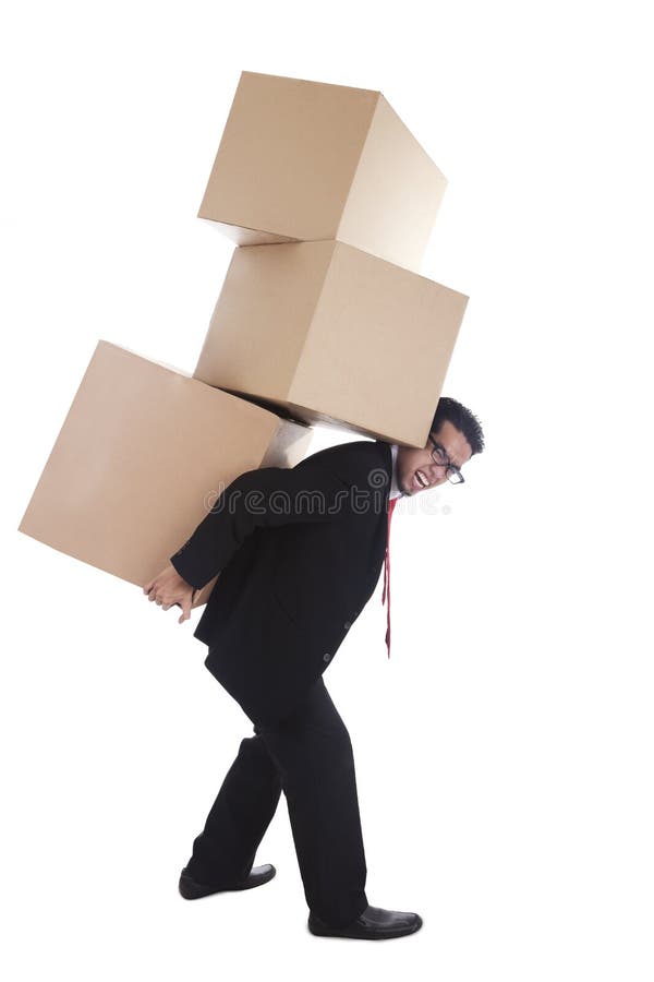 Delivery Man with Falling Stack of Boxes Stock Photo - Image of ...