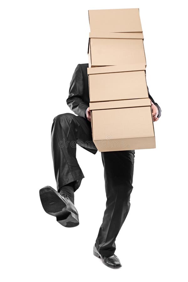 Businessman Carrying Heavy Load Stock Image - Image of fear, deliver ...