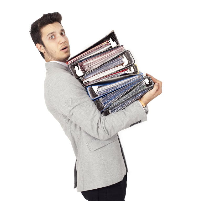 Businessman Carrying Stack of File Folders Stock Image - Image of ...