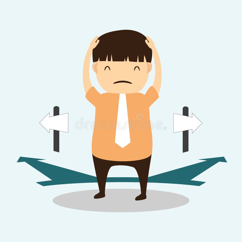 Businessman Cartoon with Alternative Choice Stock Vector - Illustration ...