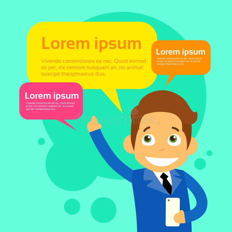 Businessman Cartoon Character Using Cell Smart Stock Vector ...