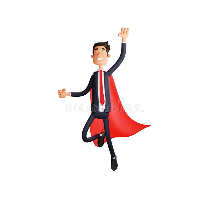 A Businessman Cartoon Flying with Red Robe Stock Illustration ...
