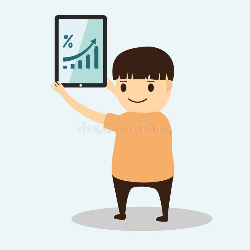 Businessman Cartoon Show Bar Graph on Tablet Stock Vector ...