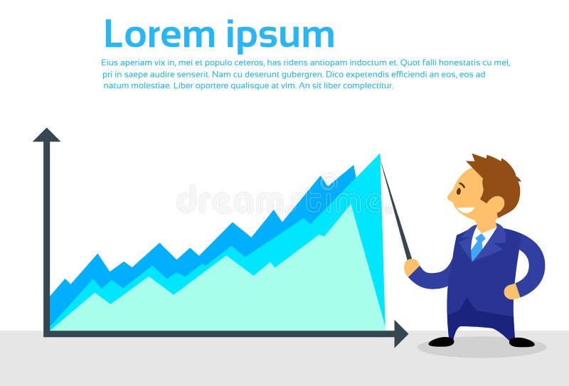 Businessman Cartoon Show Graph Flat Design Vector Stock Vector ...