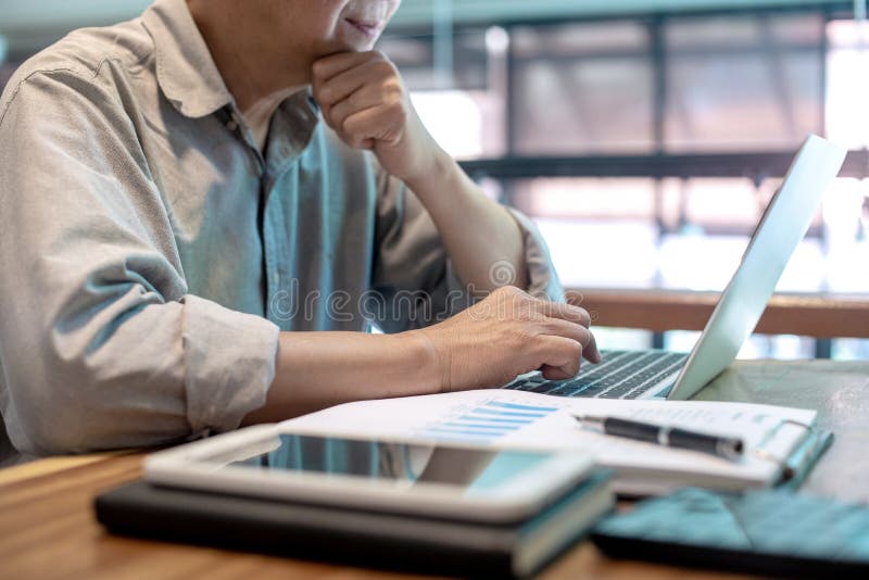 Businessman in Casual Style Working with Graph Stock Photo - Image of ...