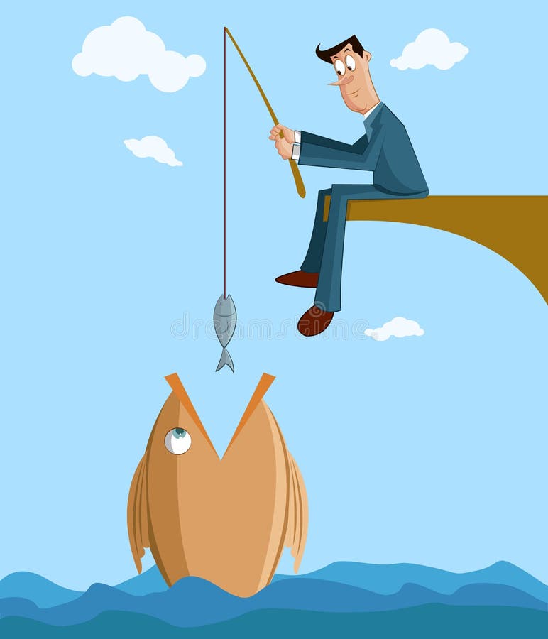 Businessman catch big fish stock vector. Illustration of fishing - 39555270
