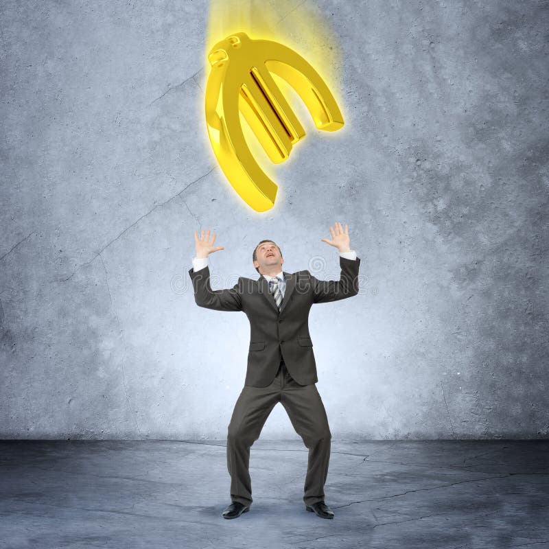 Businessman Catching Euro Sign Stock Photo - Image of professional ...