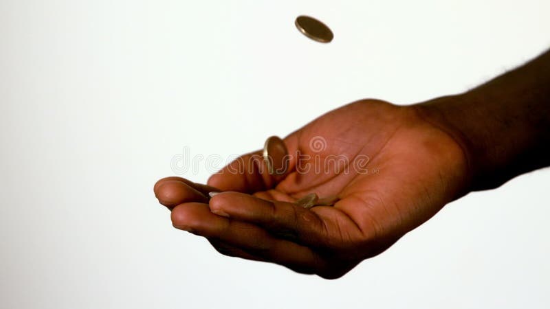 Businessman Catching Falling Coins in Hand Stock Video - Video of ...