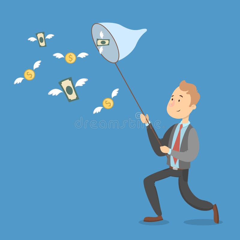 Businessman Catching Money. Stock Vector - Illustration of idea ...