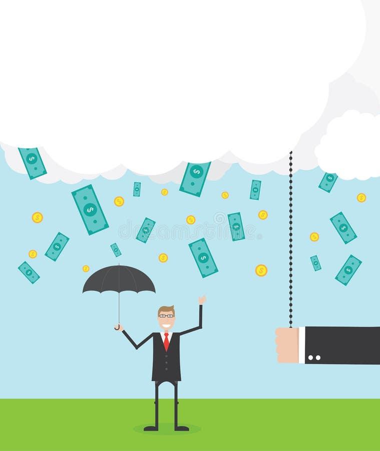 Businessman Catching Money from the Sky Stock Vector - Illustration of ...