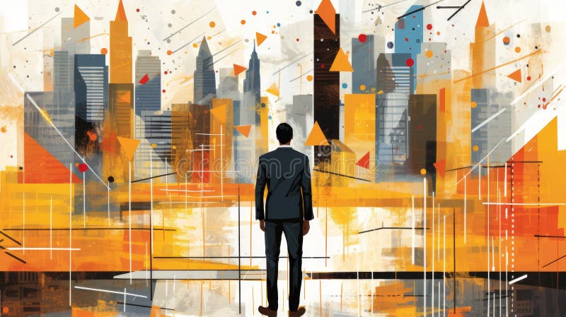 Businessman Caught between Two Opposing Arrows, Representing Confusion ...