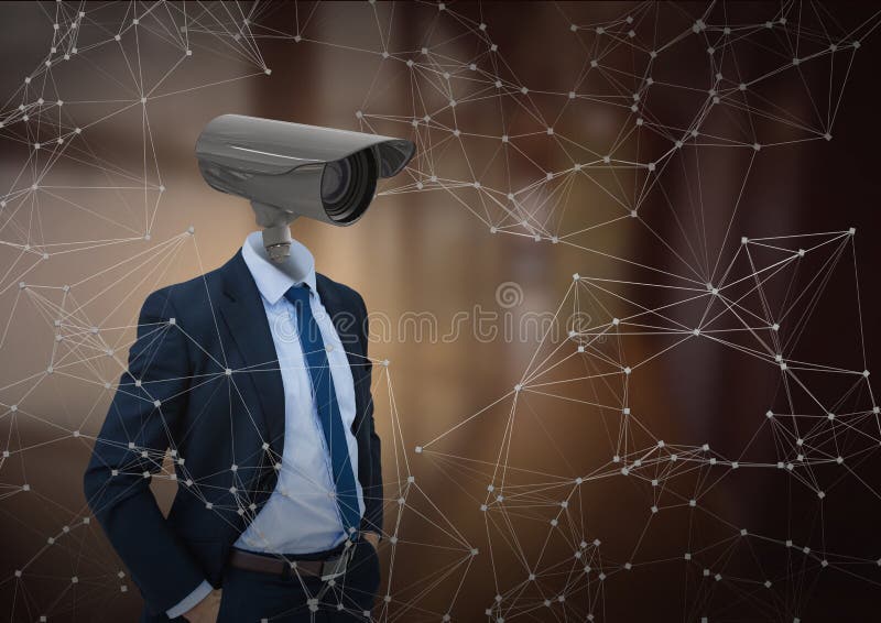 Businessman with CCTV Head at Office Stock Photo - Image of abstract ...