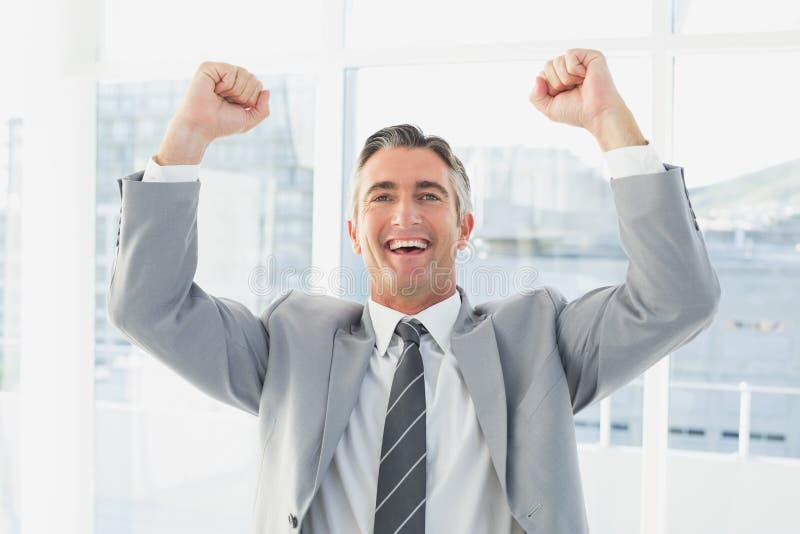 Businessman Celebrating a Good Job Stock Image - Image of male ...