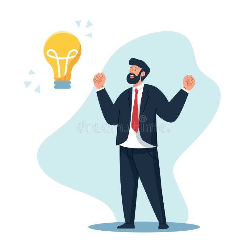 Businessman Celebrating a New Idea Stock Vector - Illustration of ...