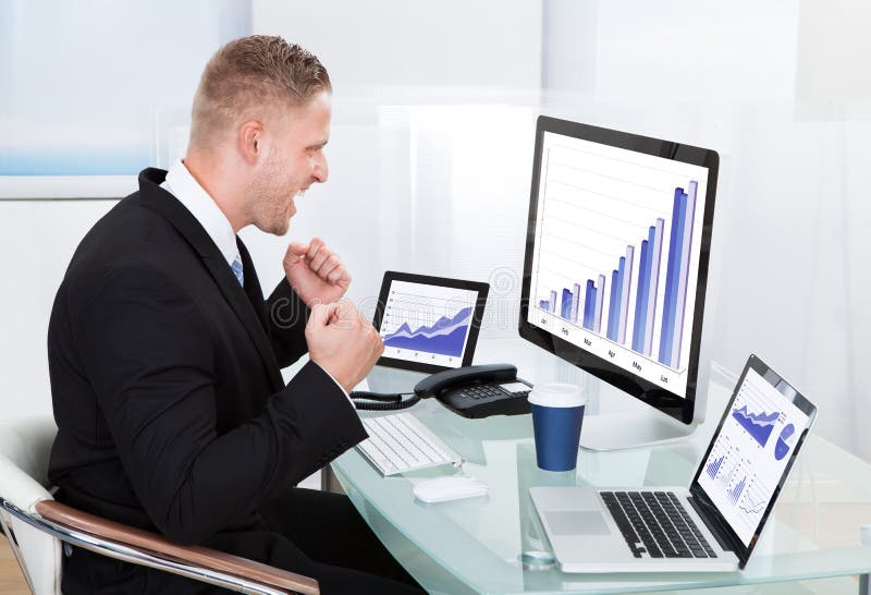 Performance graph laptop stock image. Image of achieve - 1306313