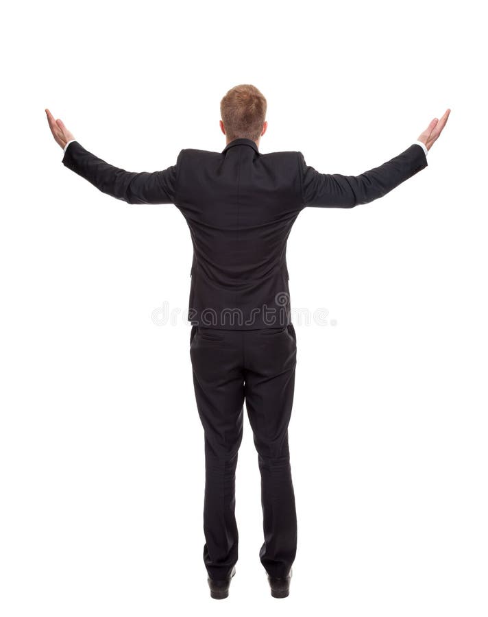 Businessman Celebrating with Raised Arms Stock Image - Image of full ...