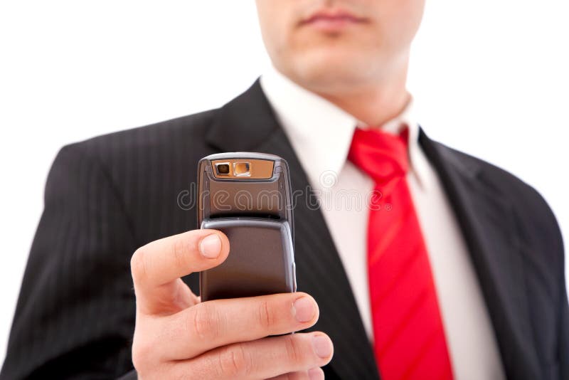 Businessman with Cell Phone Stock Image - Image of tech, telework: 13174277