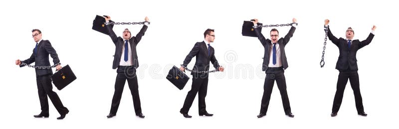 Businessman with Chain Isolated on the White Stock Image - Image of ...