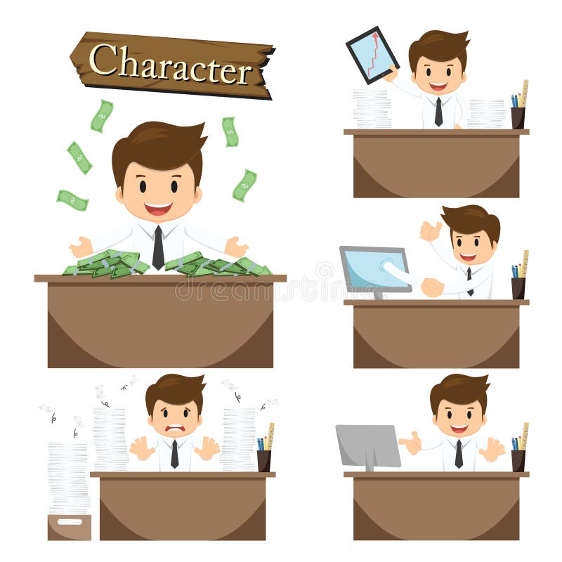 Businessman Character on Office Set Vector Stock Vector - Illustration ...