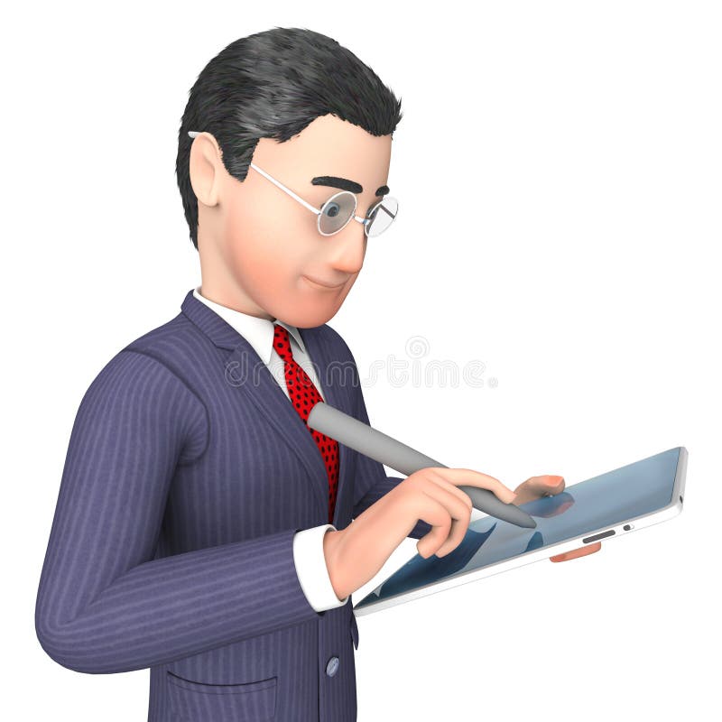 Businessman Character Represents Progress Report and Analysis 3d ... Businessman Character Represents Progress Report and Analysis 3d ...