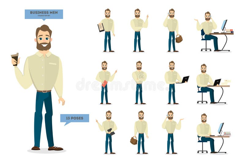 Male Business Character Vector Set. Business Man Cartoon Character ... Male Business Character Vector Set. Business Man Cartoon Character ...