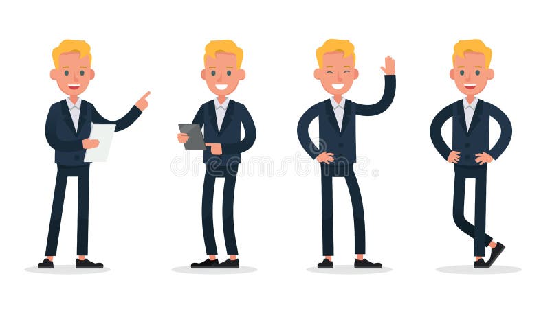 Businessman Character Vector Design. Presentation in Various Action ...
