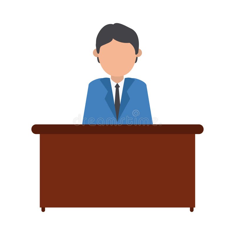 Businessman Character Working at Desk Office Isolated Design Stock ...