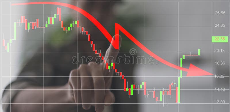 Businessman with Chart in the Fall, Economy Going Down. Stock Image ...