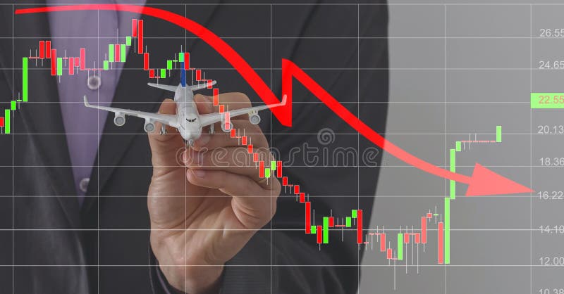 Businessman with Chart in the Fall, Economy Going Down. Stock Image ...