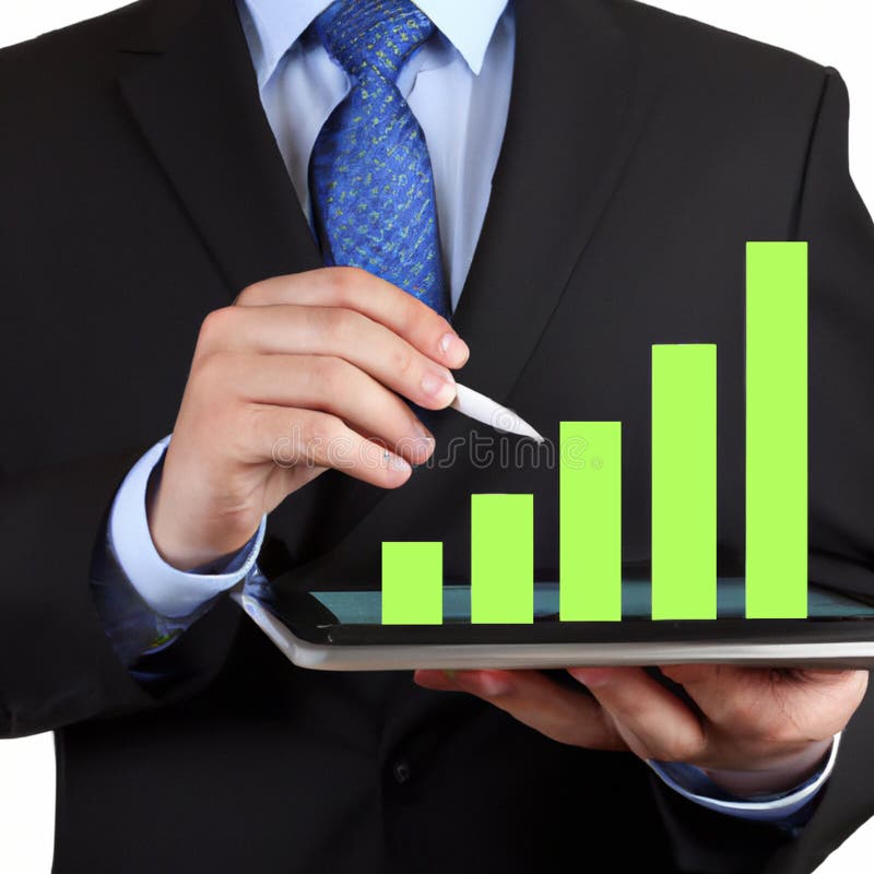 Businessman with Chart Graphs on Tablet Stock Photo - Image of ...