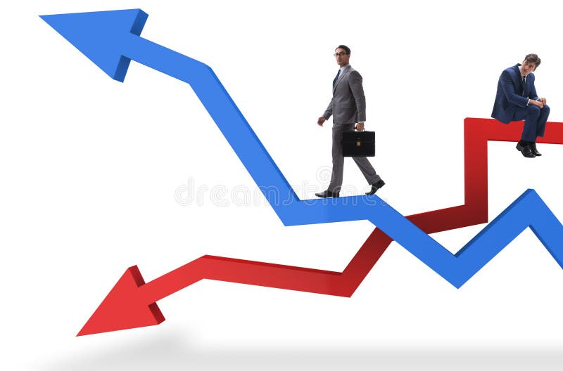 Businessman with Charts of Growth and Decline Stock Image - Image of ...