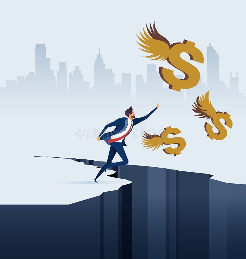 Businessman Chasing Dollars in Business Concept Stock Vector ...