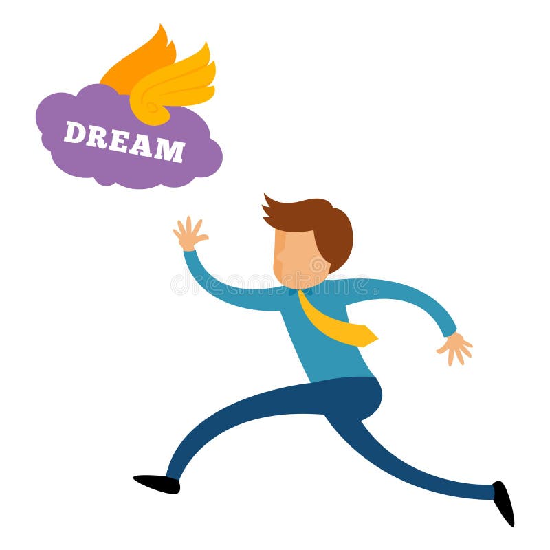 Businessman Chasing His Dream Stock Vector - Illustration of wings ... Businessman Chasing His Dream Stock Vector - Illustration of wings ...