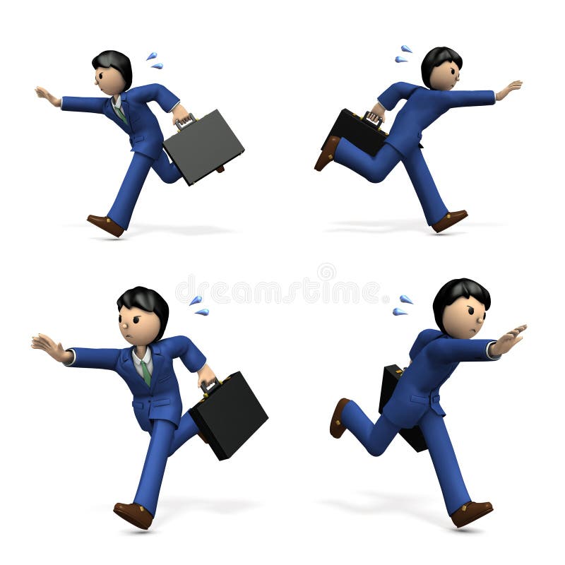A Businessman Chasing Something. a Set of 4 Illustrations Stock ...