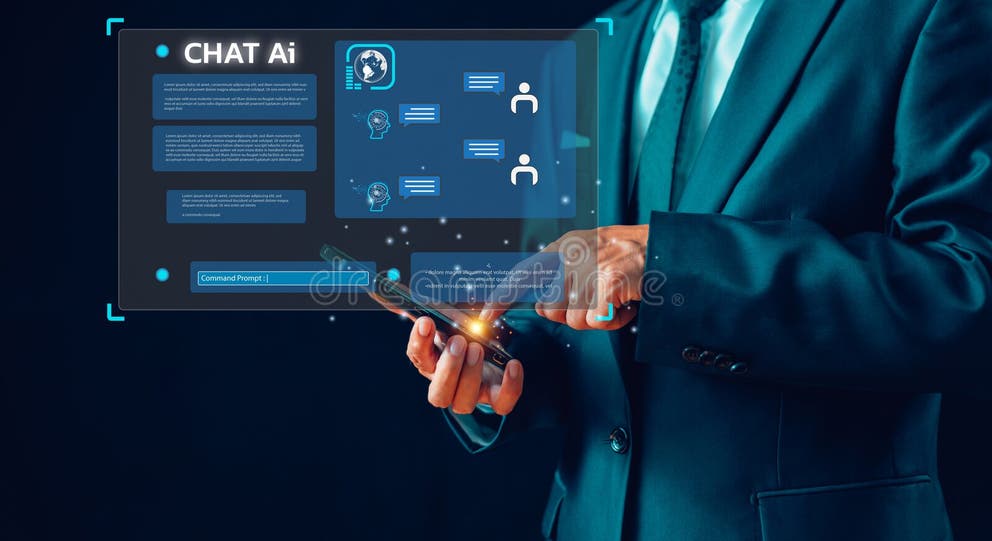 Businessman Chat with Ai Technology on Smartphone Screen, Chatbot ...