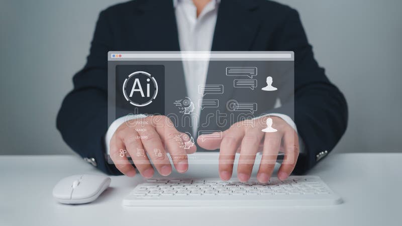 Businessman Chatting with a Smart AI Using an Artificial Intelligence ...