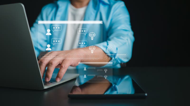 Businessman Chatting with a Smart AI Using an Artificial Intelligence ...