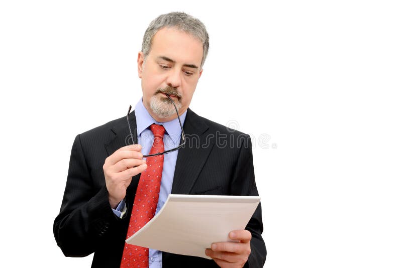 Businessman check document stock photo. Image of looking - 33419004