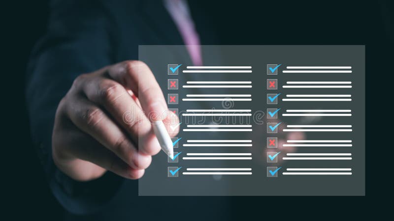 Businessman Check Electronic Documents on Digital Documents and ...