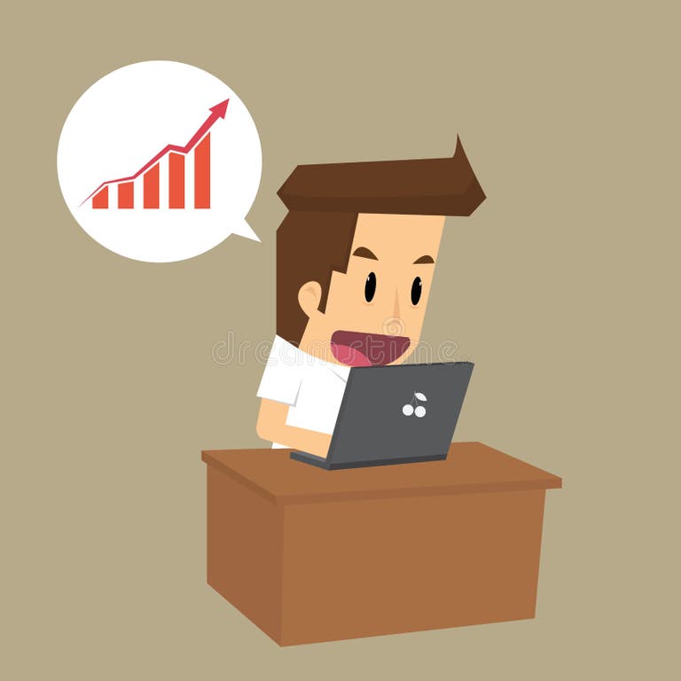 Businessman Check Graph on Notebook Stock Vector - Illustration of ...