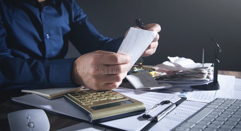 Businessman Checking Bills. Business Stock Photo - Image of budget ...