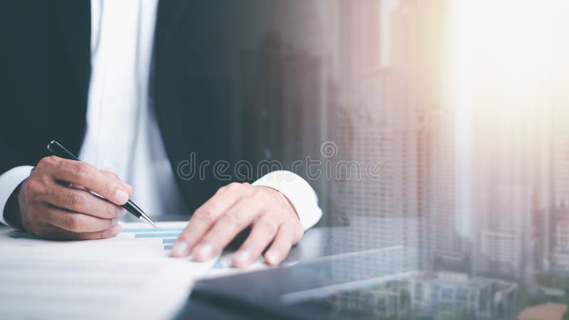 Businessman Checking Business Growth Document,concept of Progress in ...