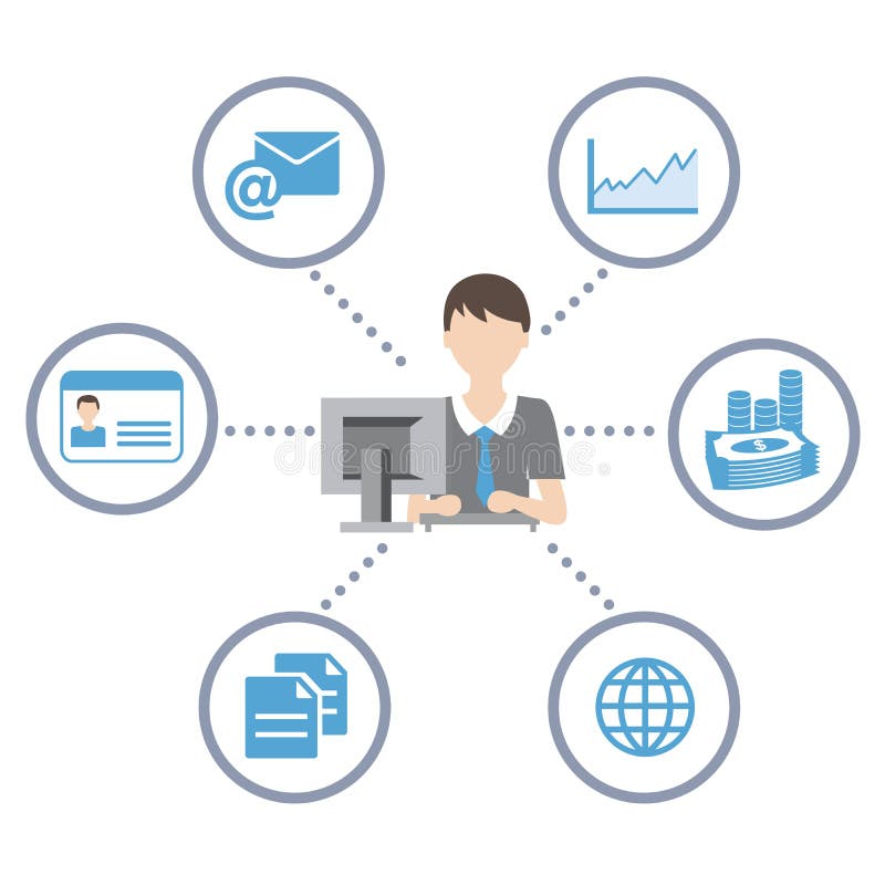 Businessman Checking Computer Stock Vector - Illustration of business ...