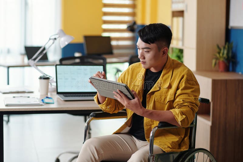 Businessman Checking Document on Tablet Stock Image - Image of computer ...