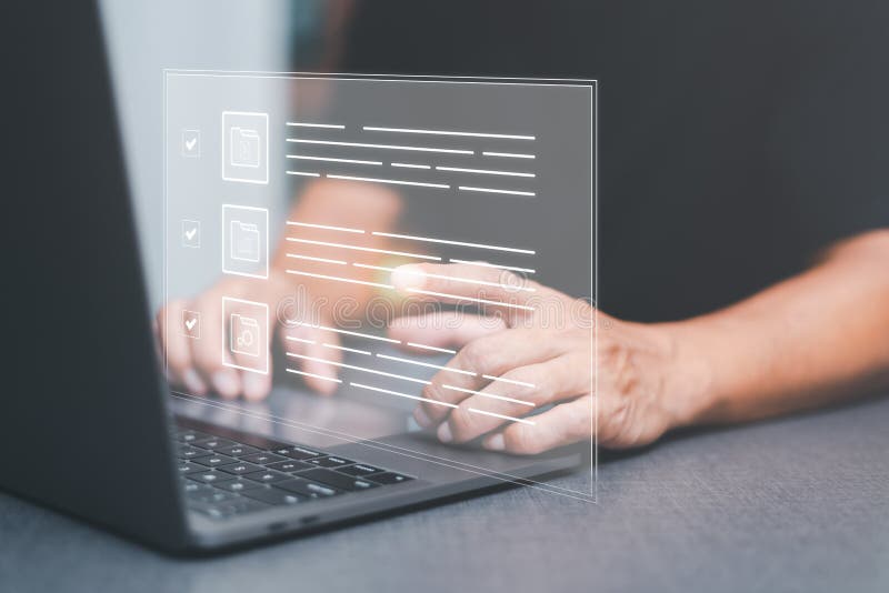 Businessman Checking Documents Online,commenting, Putting Checkmark on ...