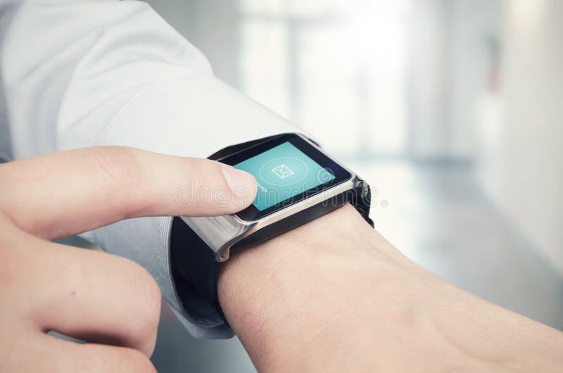 New E-mail Notification on Smart Watch Stock Image - Image of ...