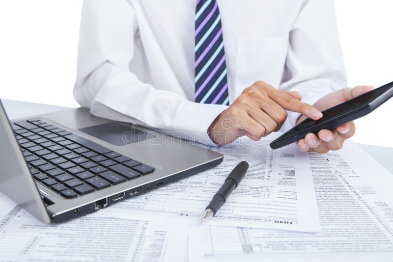 Businessman Checking Financial Data Stock Image - Image of investment ...
