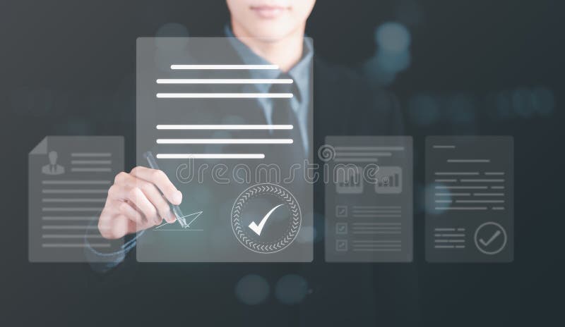 Businessman Checking and Managing Documents Online,agreements Document ...