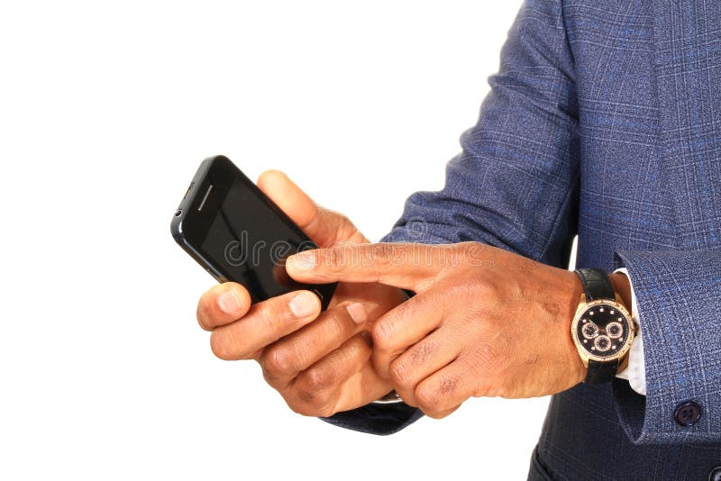 Businessman Checking the Phone Stock Image - Image of clock, adult ...
