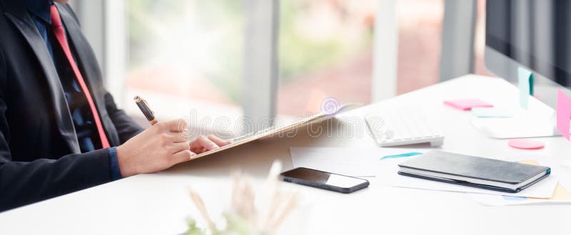 The Businessman is Checking Sign Work Documents Stock Photo - Image of ...